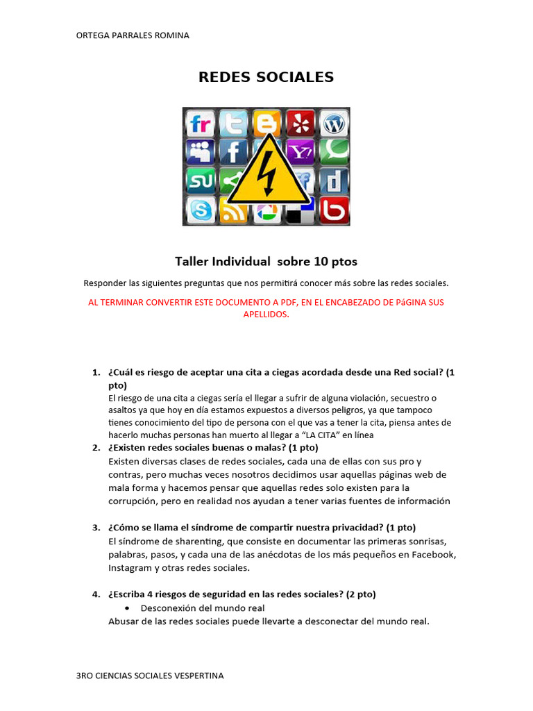 Taller Individual Redes Sociales | PDF | Facebook