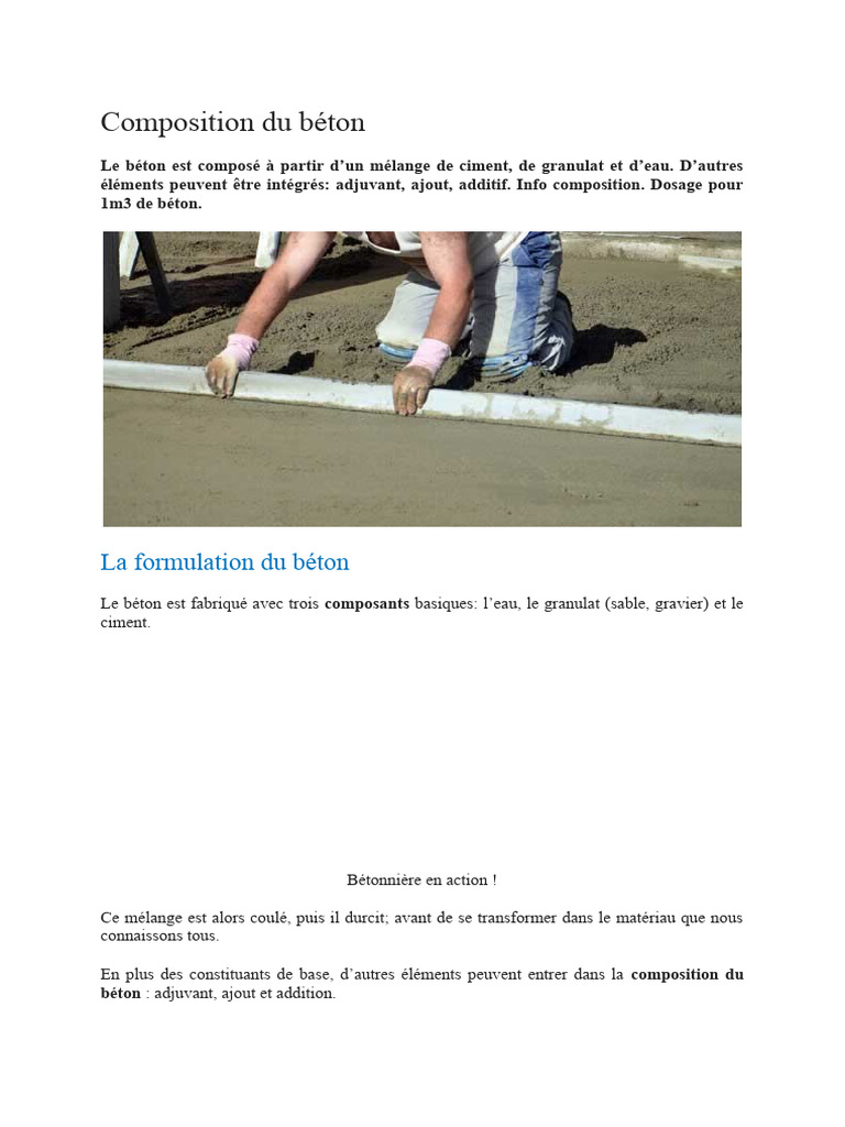 Composition Du Béton | PDF | Béton | Ciment