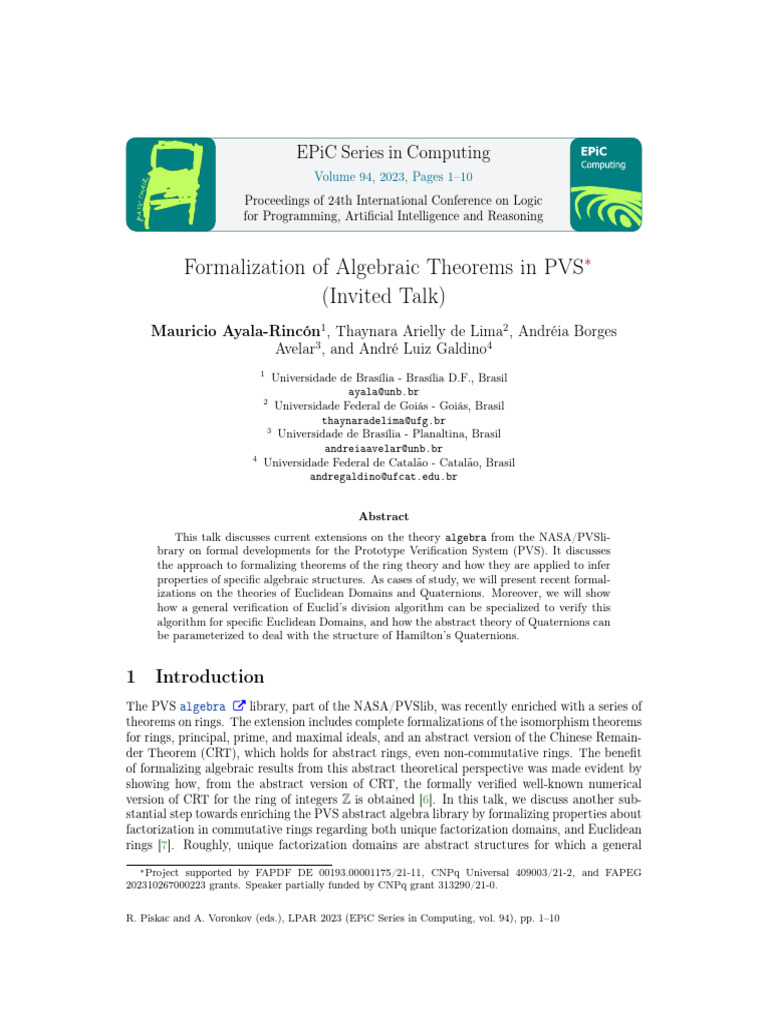 Formalization - of - Algebraic Theorems | PDF | Ring (Mathematics) | Factorization