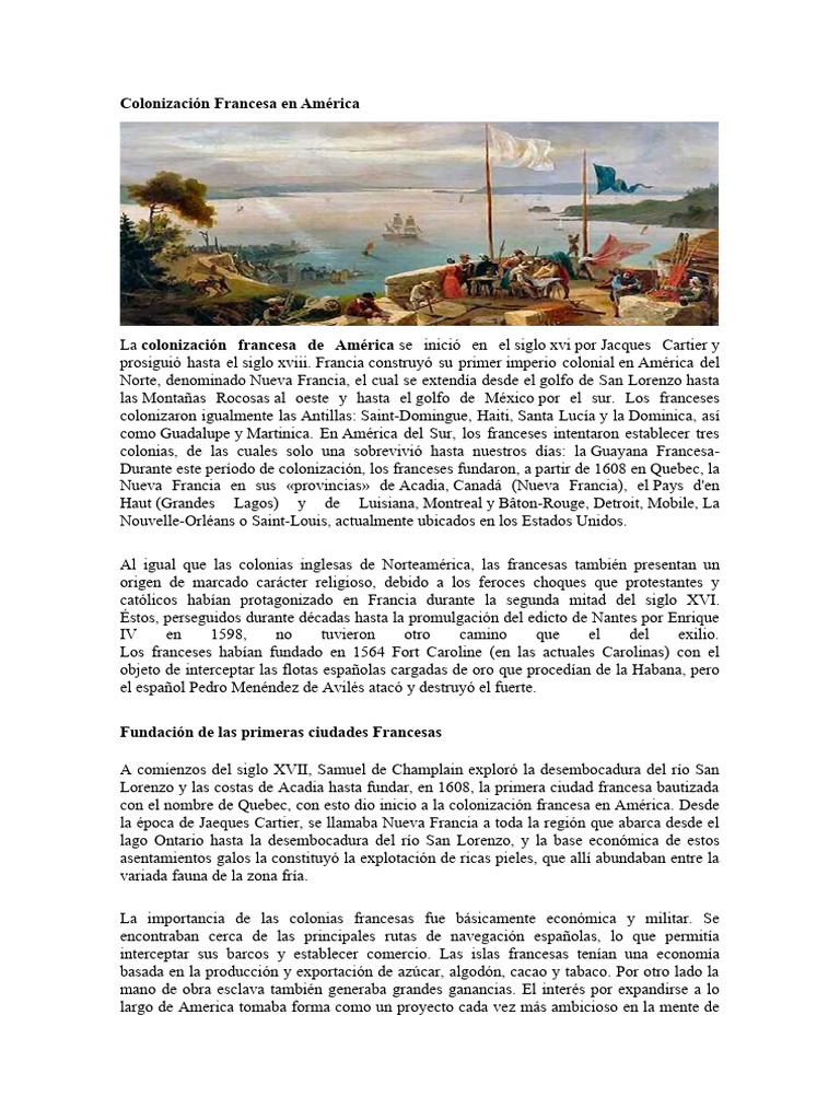 Colonización Francesa en América | PDF | Colonización francesa de las ...