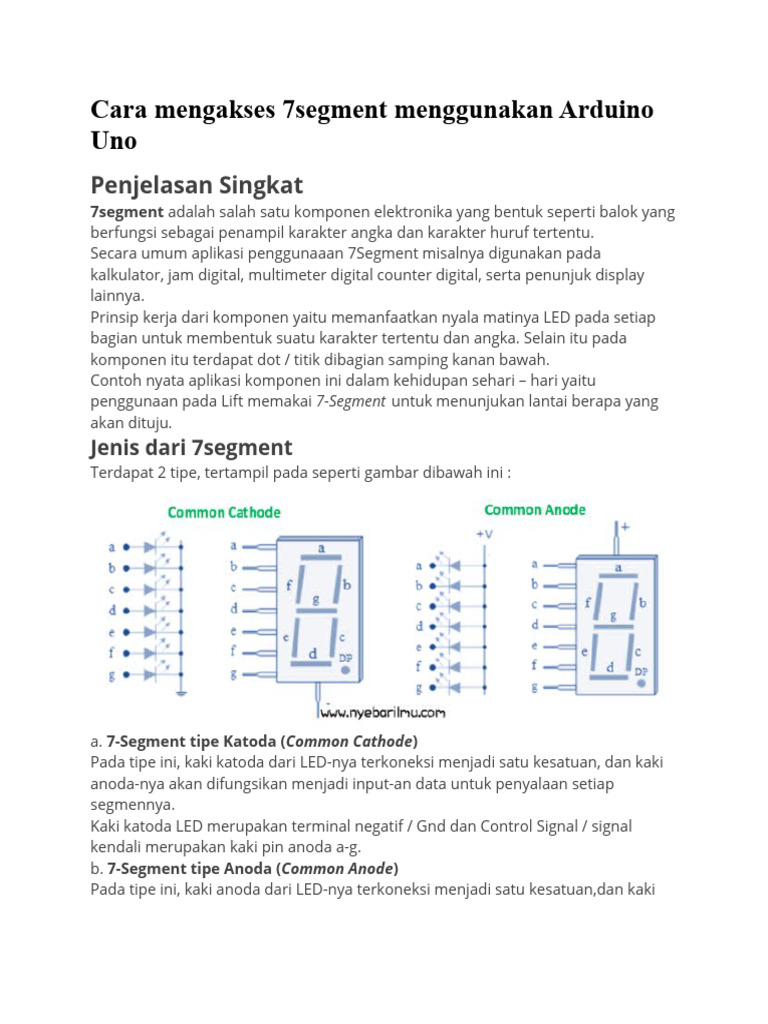 Cara Mengakses 7segment Menggunakan Arduino Uno X2 | PDF