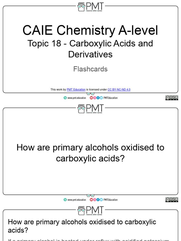 Flashcards - Topic 18 Carboxylic Acids and Derivatives - CAIE Chemistry ...