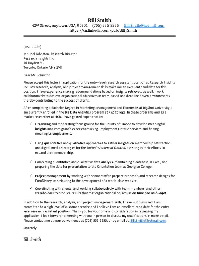 Bullet Point Cover Letter Example | PDF | Qualitative Research ...