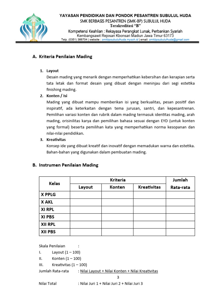 Instrumen Penilaian Mading | PDF