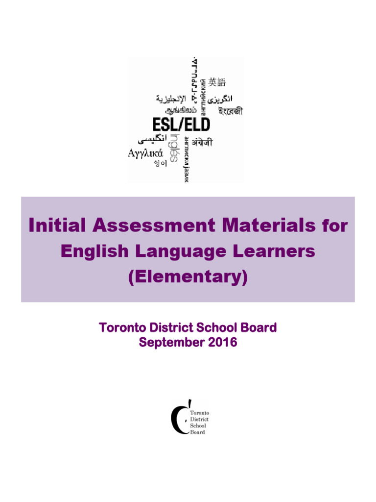 TDSB Initial Assessment (Elem) - Sept. 2018 | PDF | English As A Second ...