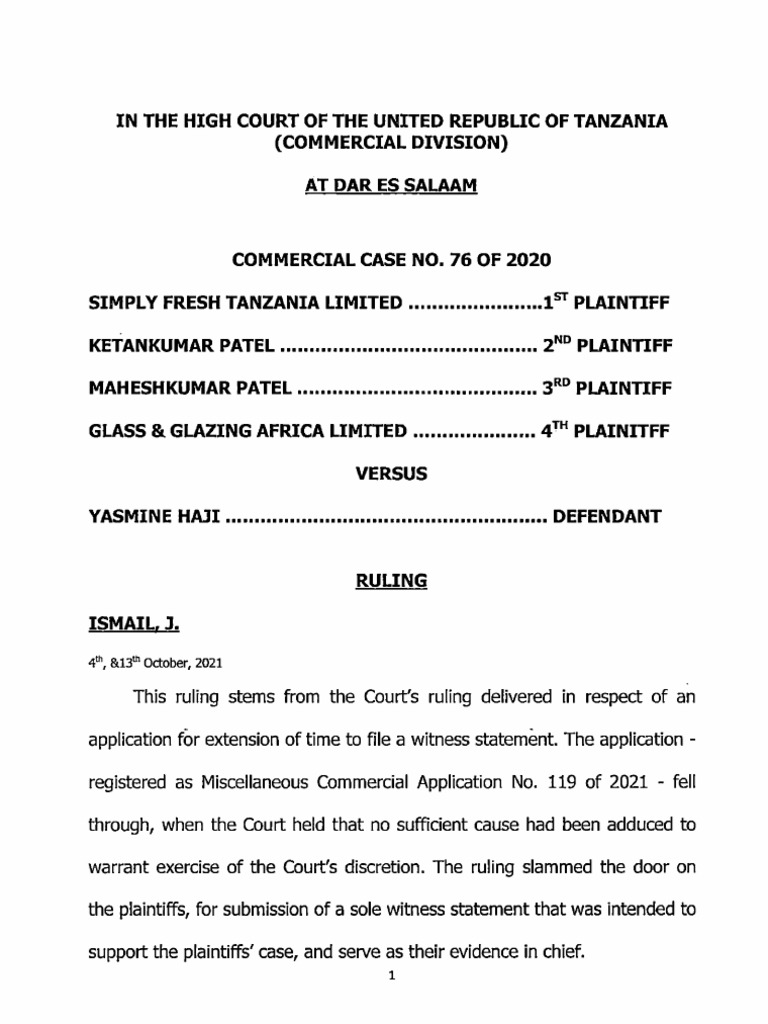 Consequence of A Party Failure To File A WS 2020 - Commercial Case No ...