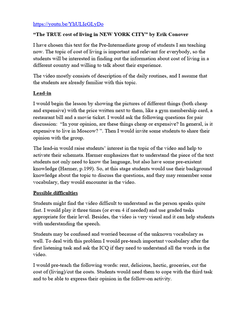 Celta Written Assignment 3 Language Skills Related Tasks Pdf Cost