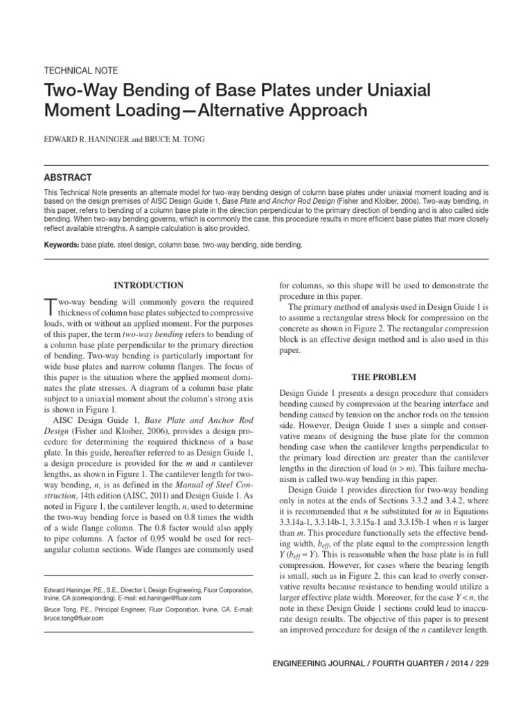 Two-Way Bending of Base Plates Under Uniaxial | Download Free PDF ...