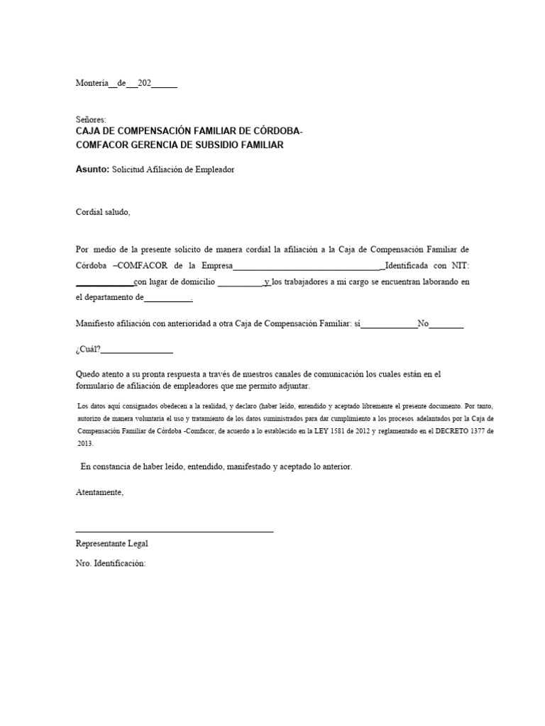 Carta de Solicitud de Afiliacion | PDF | Negocios | Finanzas y dinero