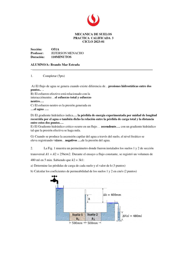 PC-3 - Mecanica de Suelos Resuelto | PDF