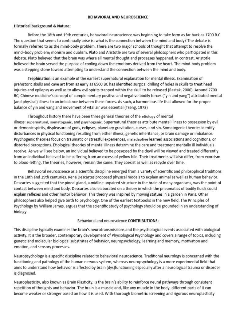 Behavioral And Neuroscience Pdf Neuron Nervous System