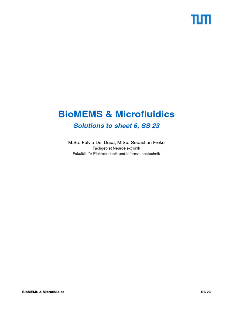 BioMEMS Sheet6 A | PDF | Navier–Stokes Equations | Soft Matter