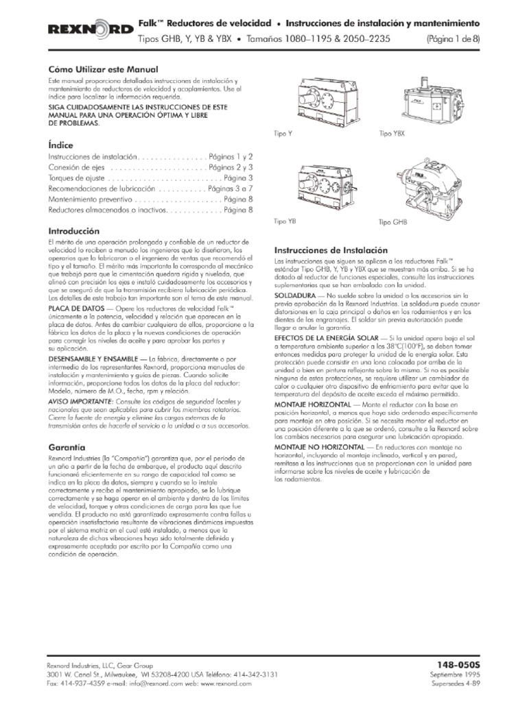 Falk™ Reductores de Velocidad - Instrucciones de | PDF
