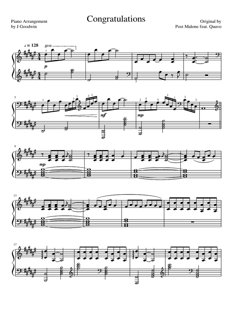 Arrangement of Congratulations by Post - Malone | PDF