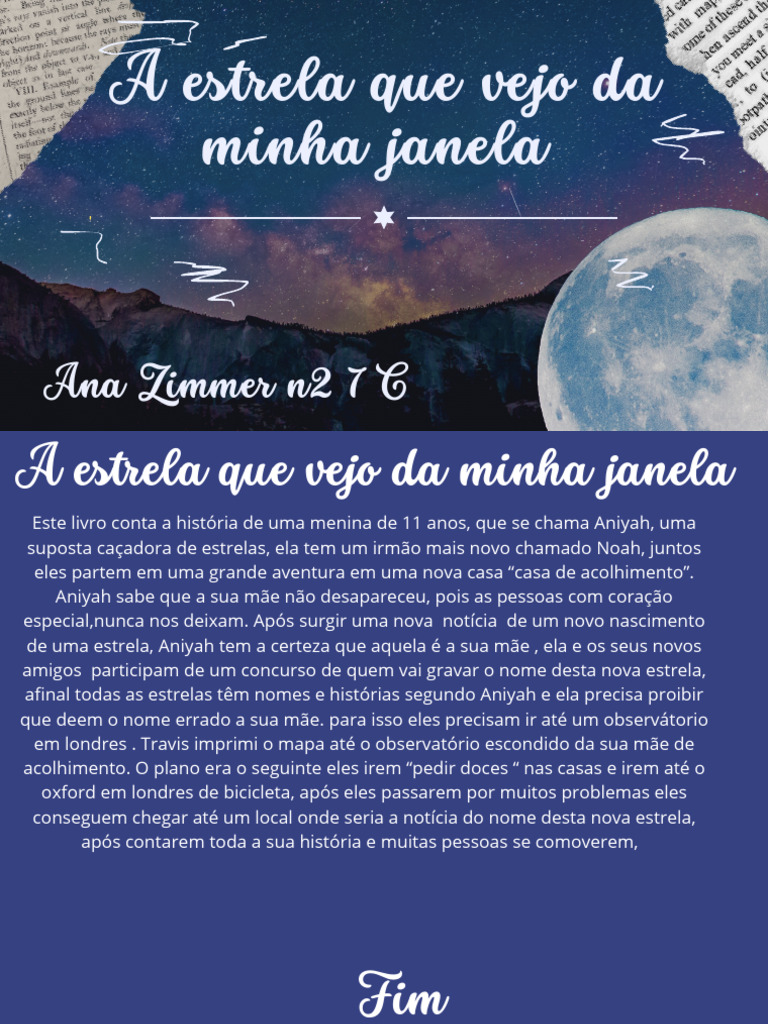A Estrela Que Vejo Da Minha Janela: Ana Zimmer n2 7 C | PDF