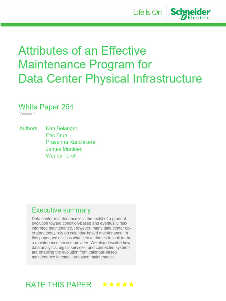 Attributes of An Effective Maintenance Program For Data Center Physical ...