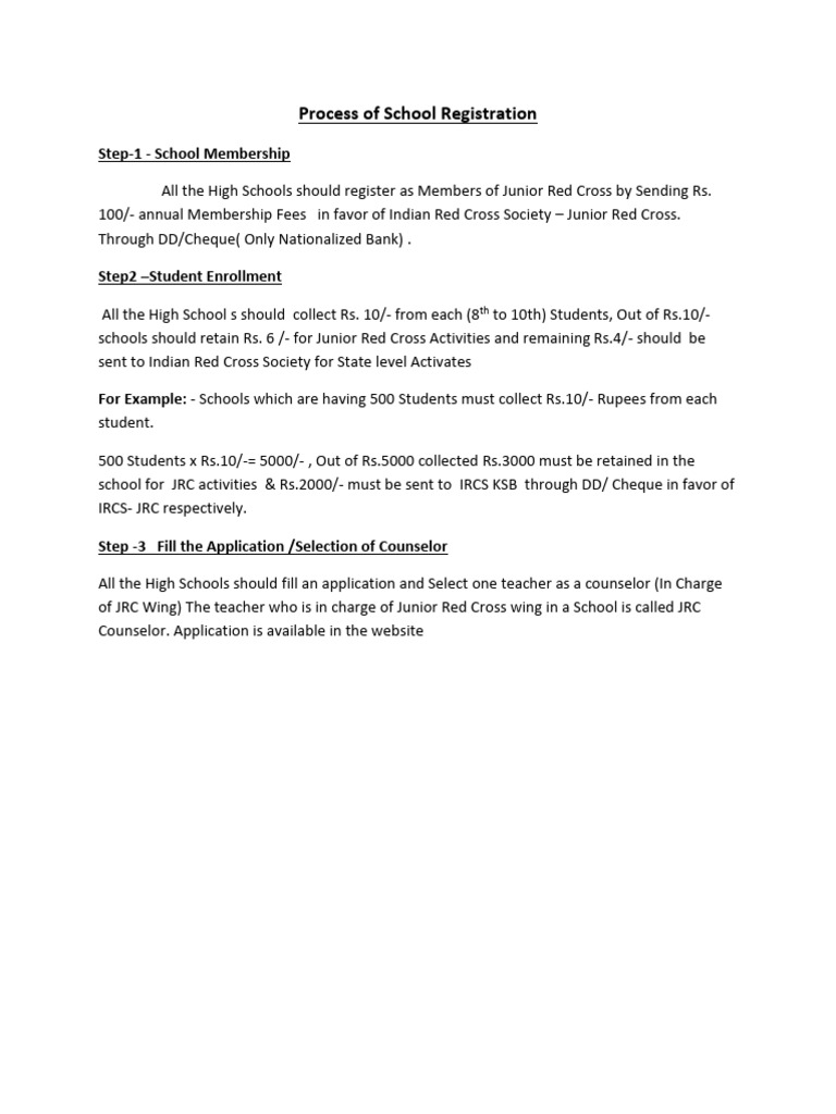 Process of School Registration | PDF | Finance & Money Management