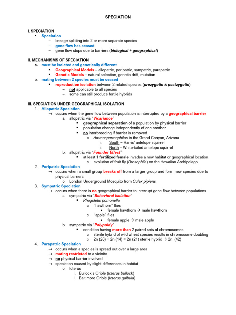 Speciation | PDF | Evolutionary Biology | Biogeochemistry