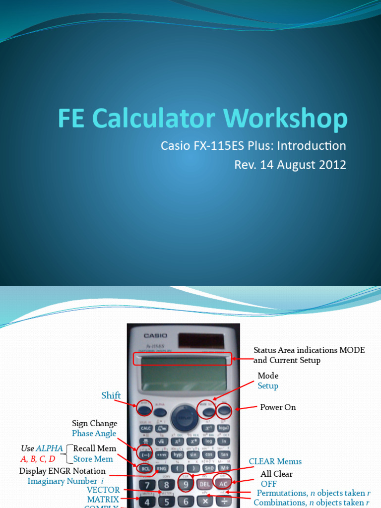 FE Calculator Workshop | PDF | Equations | Polynomial