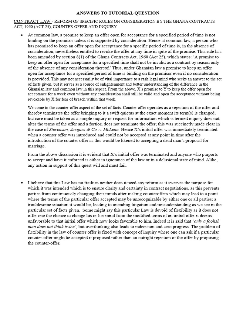 Contract Tutorial | PDF | Offer And Acceptance | Consideration