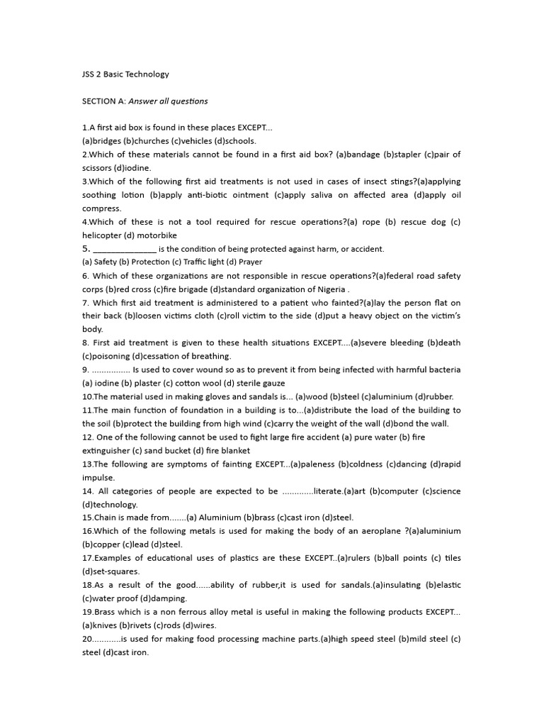 JSS 2 Basic Technology | PDF | Triangle | Building Materials