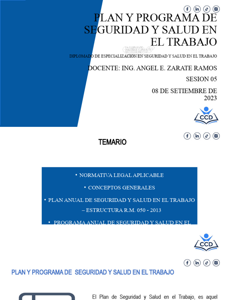 Sesion 05 Plan y Programa de SST g10 | PDF | Business | Seguridad y salud ocupacional