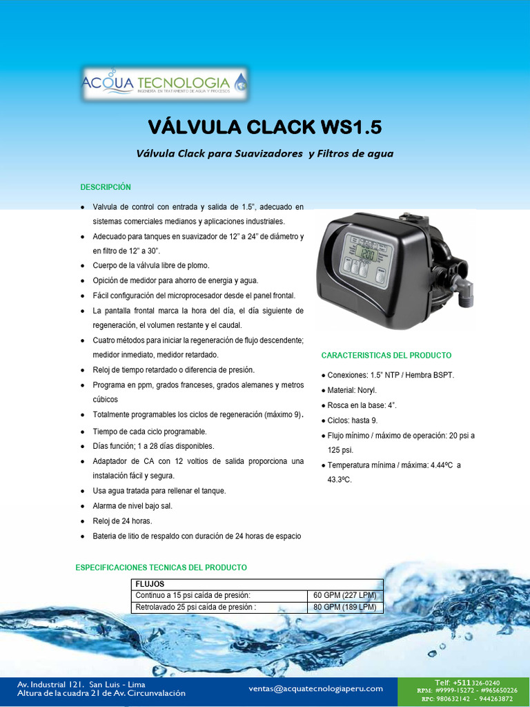 Válvula Clack WS1.5 para Industria | PDF
