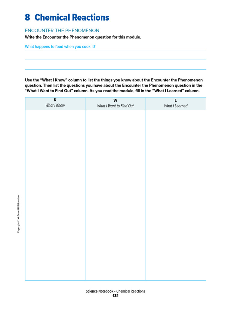 8.1 Worksheet (Answer Key) | PDF | Chemical Reactions | Chemical Substances
