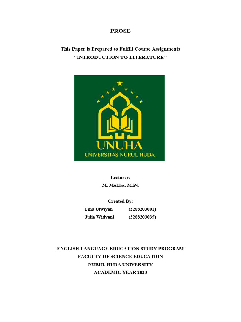 Prose: This Paper Is Prepared To Fulfill Course Assignments ...