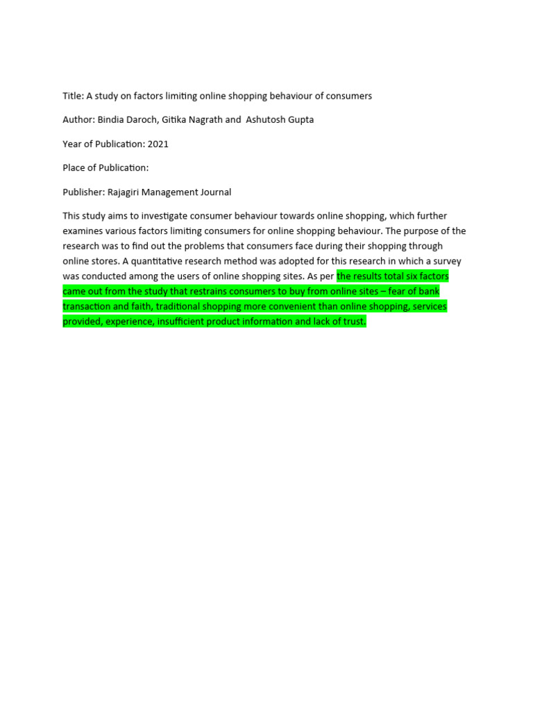 Negative Rrl's | PDF | Online Shopping | Survey Methodology Negative Rrl's | PDF | Online Shopping | Survey Methodology