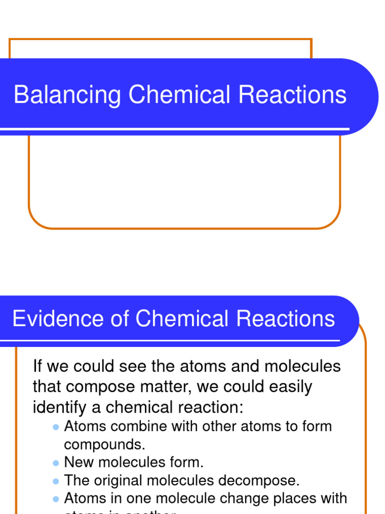 Balancing Chemical Reactions With Annotations | PDF | Chemistry ...