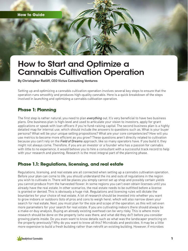 How To Start and Optimize A Cannabis Cultivation Operation - An ...