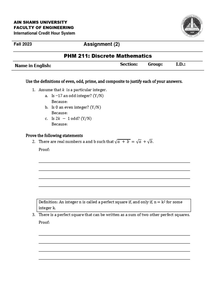 Assignment | PDF | Mathematical Proof | Numbers