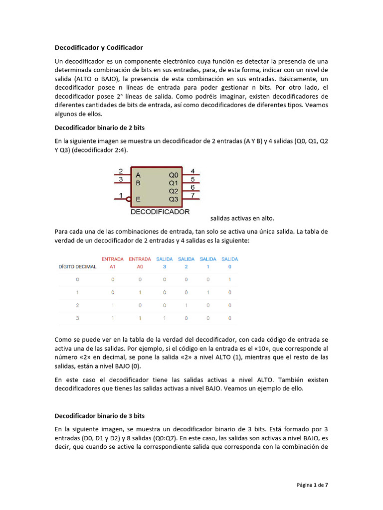 Decodificadores y Codificadores Digitales | PDF | Decimal codificado en ...