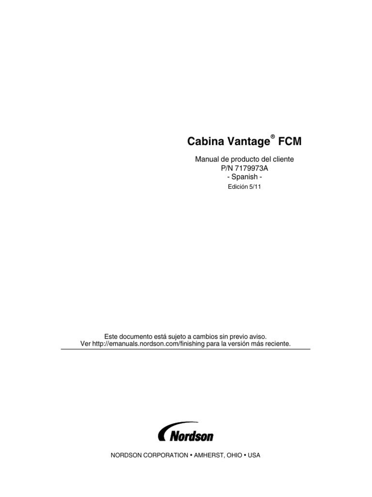 Cabina Vantage FCM: Manual de Producto Del Cliente P/N 7179973A - Spanish | PDF | Electrostática ...