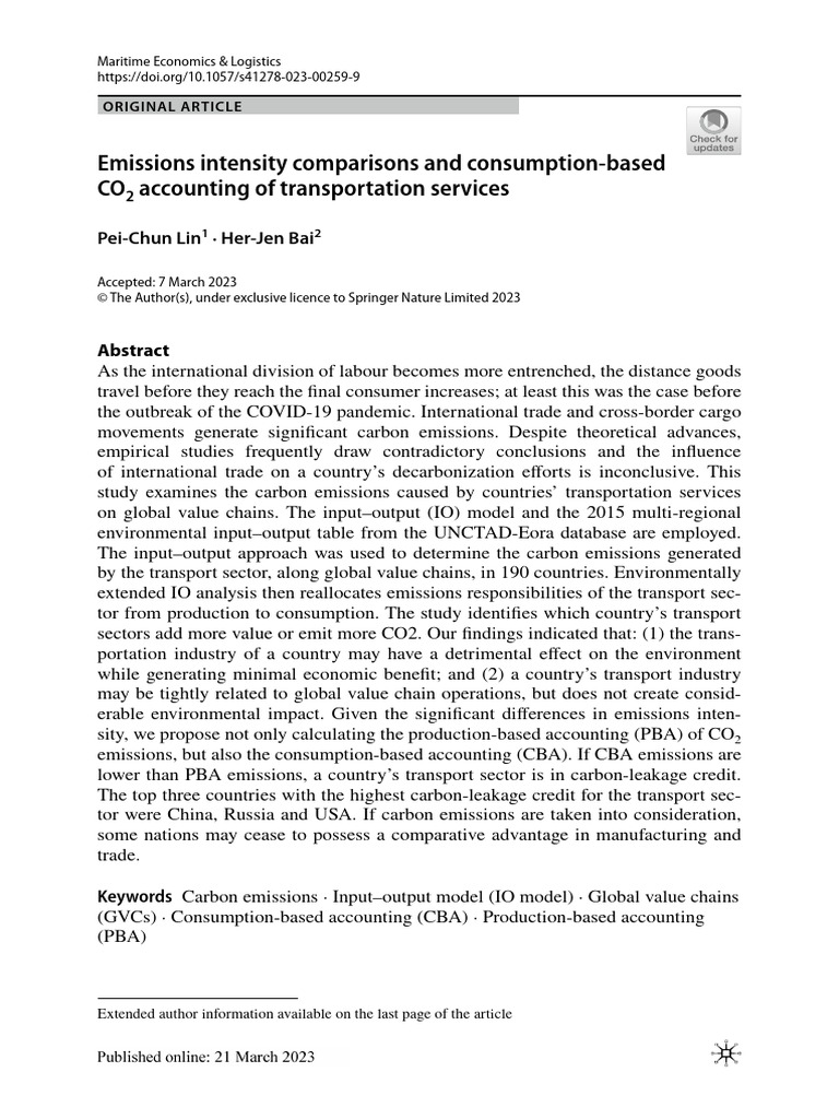 ART - 2023 - Emissions Intensity Comparisons and Consumption-Based CO2 Accounting of ...