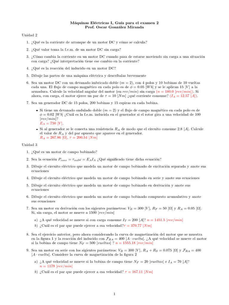 Guia de Examen 2 | PDF | Generador eléctrico | Inductor
