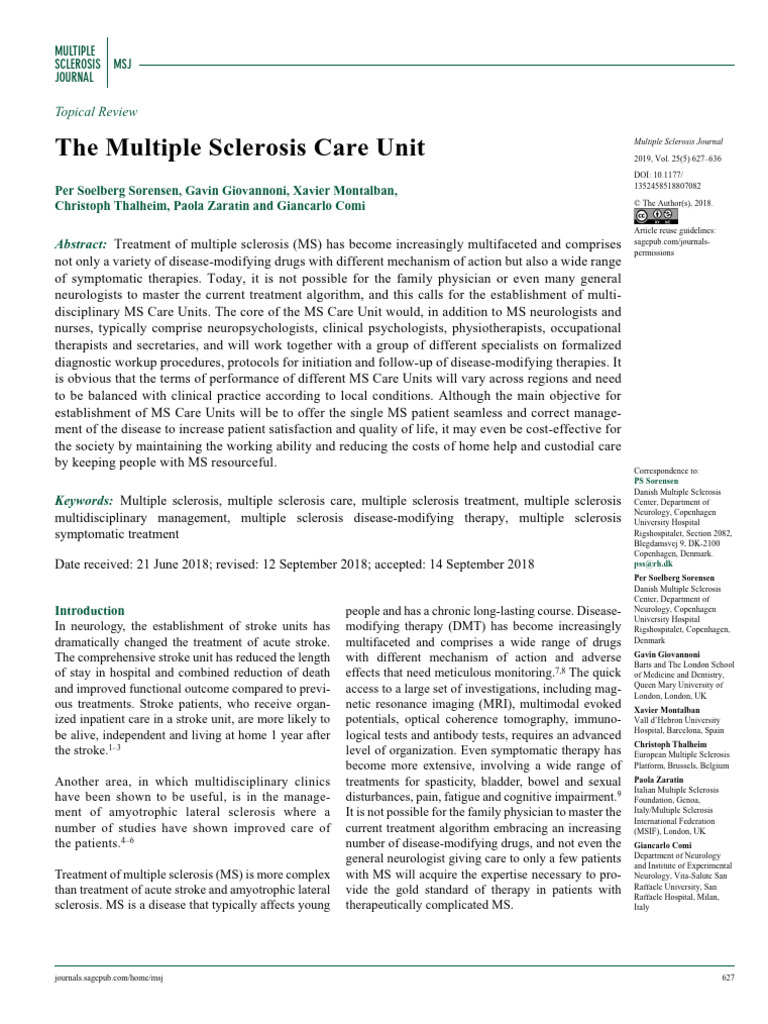 The Multiple Sclerosis Care Unit | PDF | Physical Therapy | Neurology