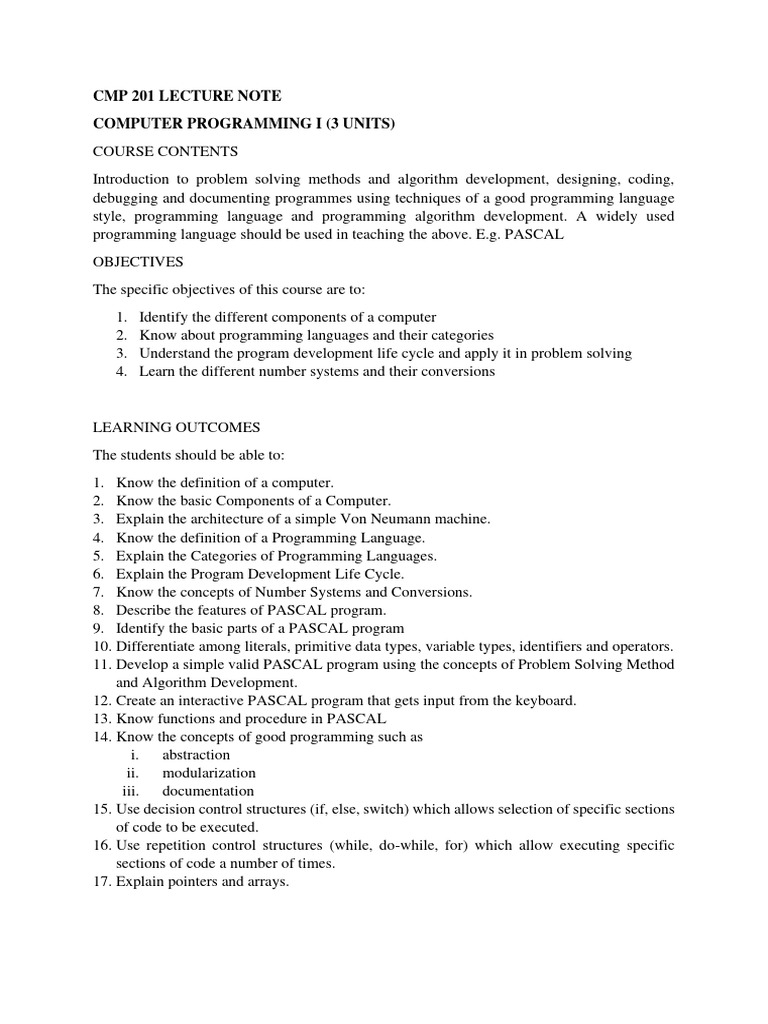 CMP 201 Computer Programming I | PDF | Computer Data Storage | Programming CMP 201 Computer Programming I | PDF | Computer Data Storage | Programming