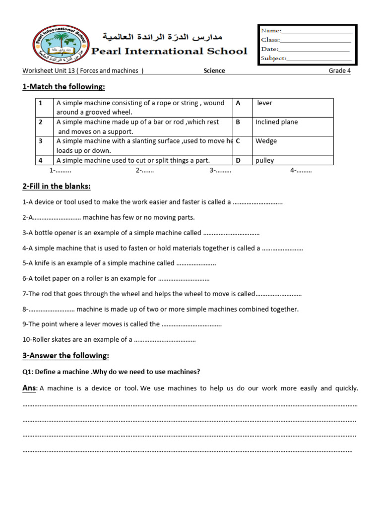 Worksheet Unit 13 | PDF | Machines | Engineering