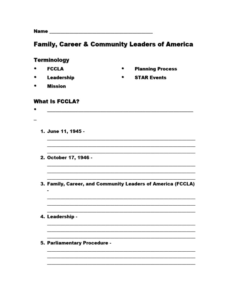 FCCLA Guided Notes Unit 1 | PDF | Career & Growth | Finance & Money ...
