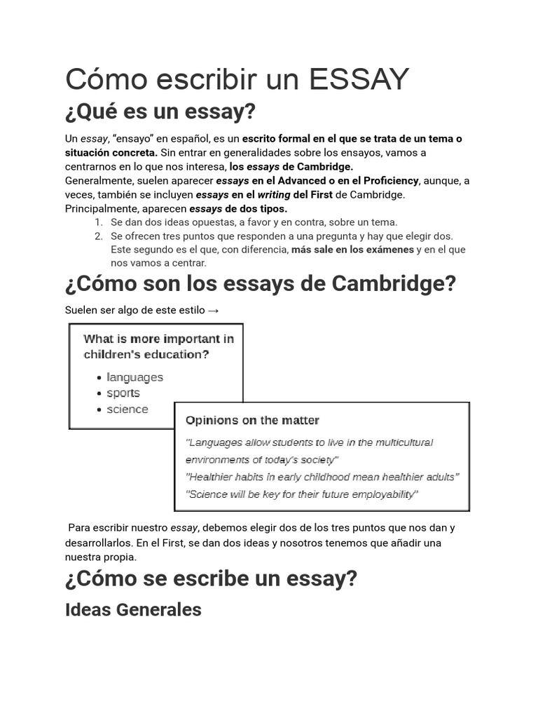 Guía para Essays de Cambridge | PDF