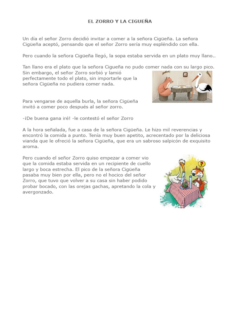 El Zorro y La Cigueña | PDF