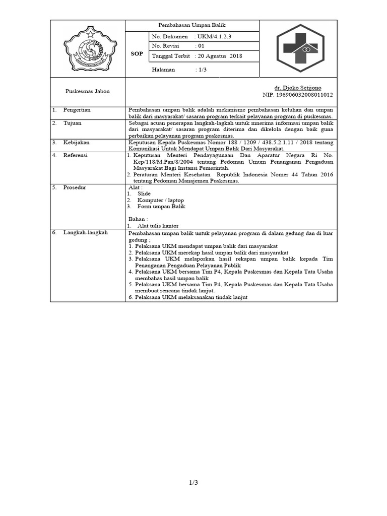+3 Sop Pembahasan Umpan Balik | PDF | Bisnis | Pengelolaan Keuangan & Uang