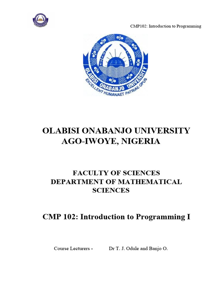 Cmp102 Lecture Note Od Pdf Computer Program Programming 
