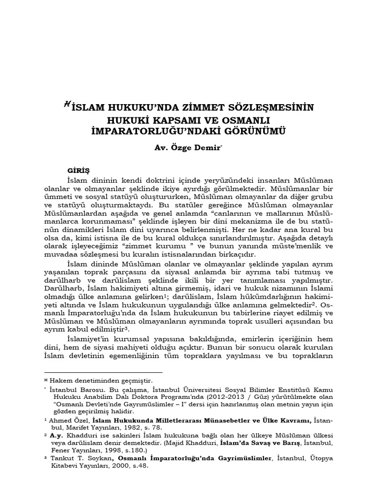 Slam Hukuku - Nda Z - Mmet S - Zle - Mes - N - N Hukuk - Kapsami Ve Osmanli - Mparatorlu - U ...