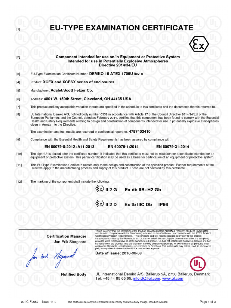 ATEX Certification for XCEX/XCESX Enclosures | PDF | Electrical Engineering