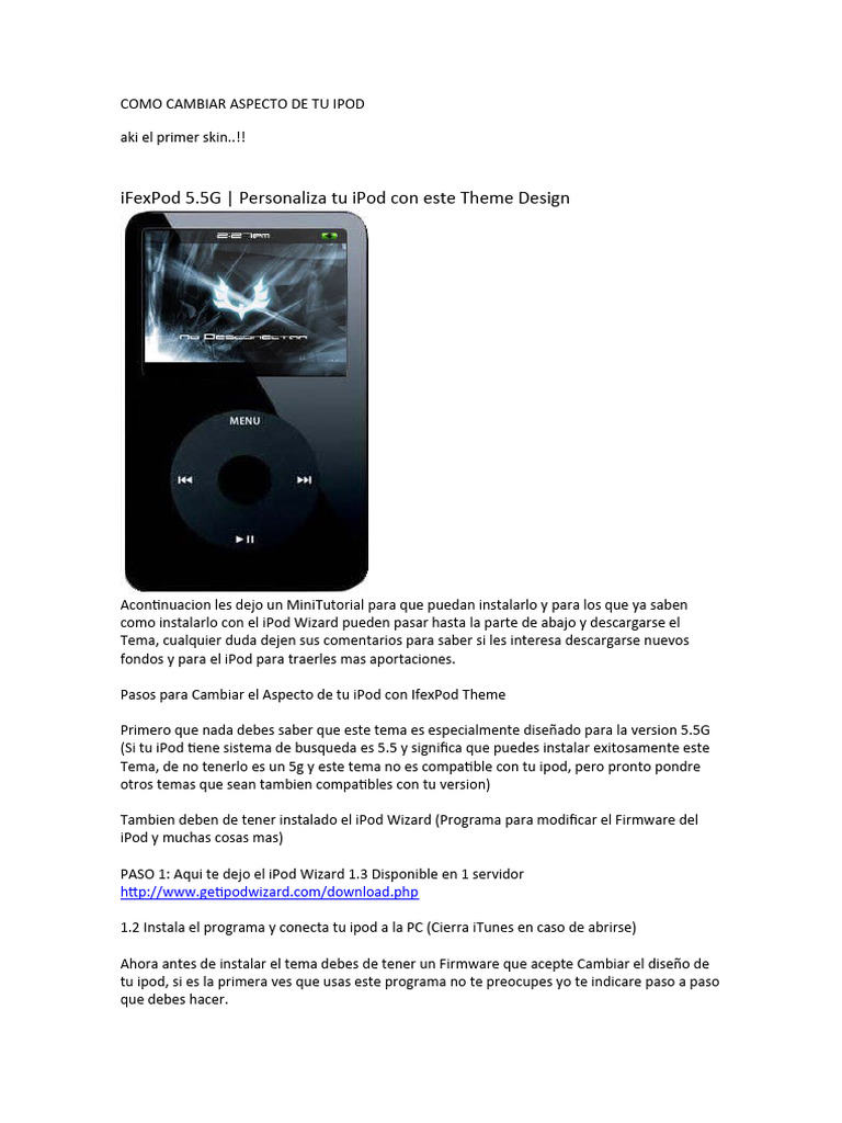 Como Cambiar Aspecto de Tu Ipod | PDF | Yo pod | Yo sintoniza