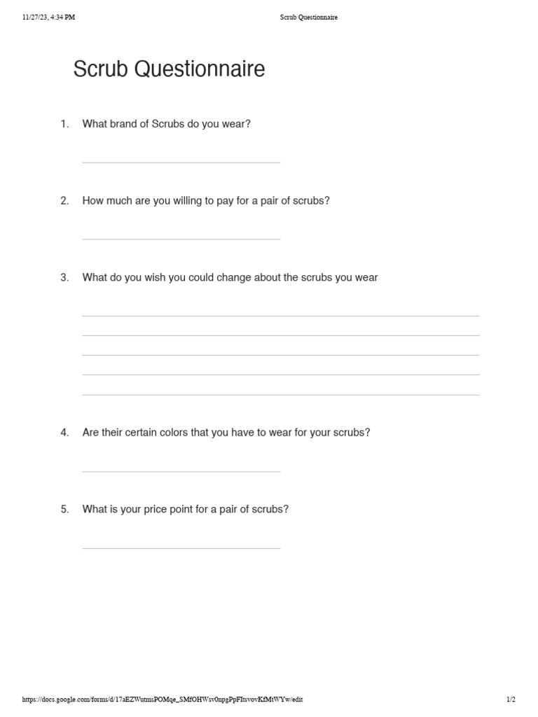 Scrub Questionnaire - Google Forms | PDF | Career & Growth