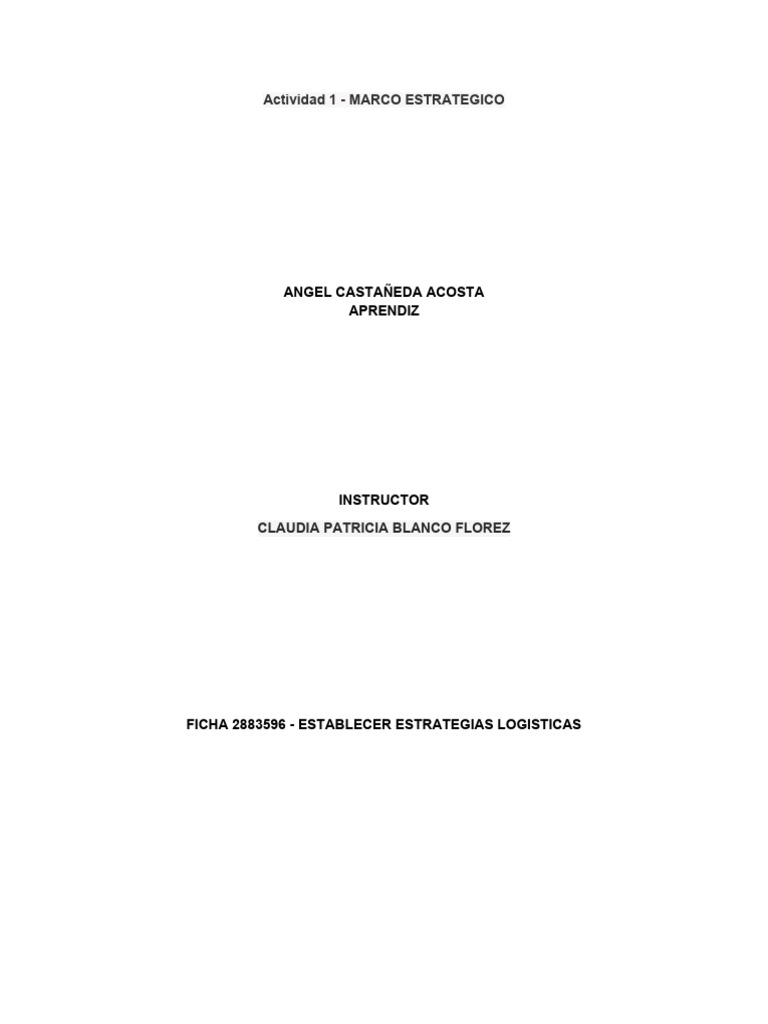 Informe de Marco Estrategico Actividad 1 Evidencia 2 | PDF | Business ...